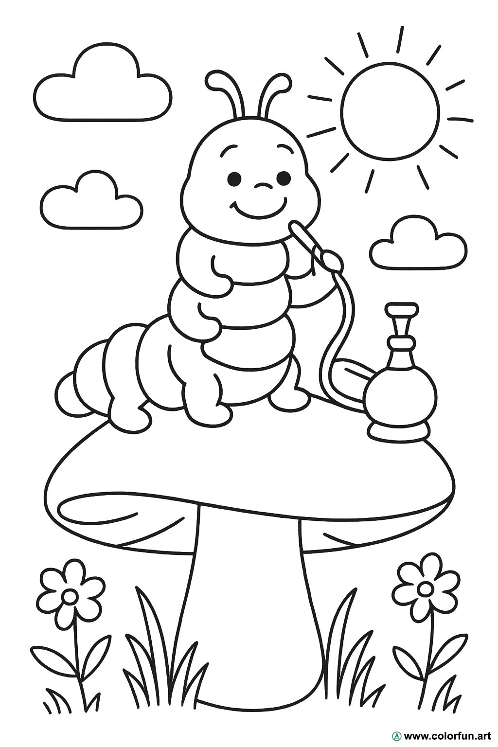Disegno da colorare della larva di Alice nel paese delle meraviglie ...