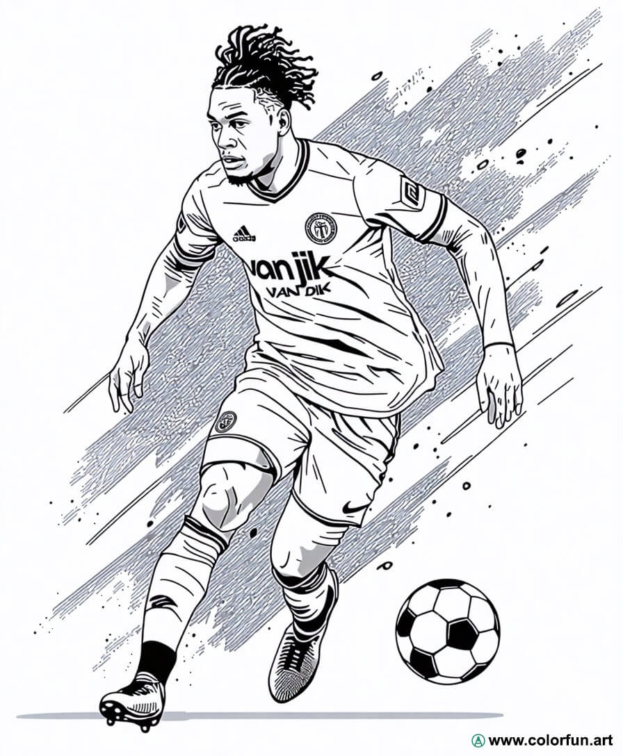 Disegno da colorare del calciatore Van Dijk Scarica o Stampa gratuitamente