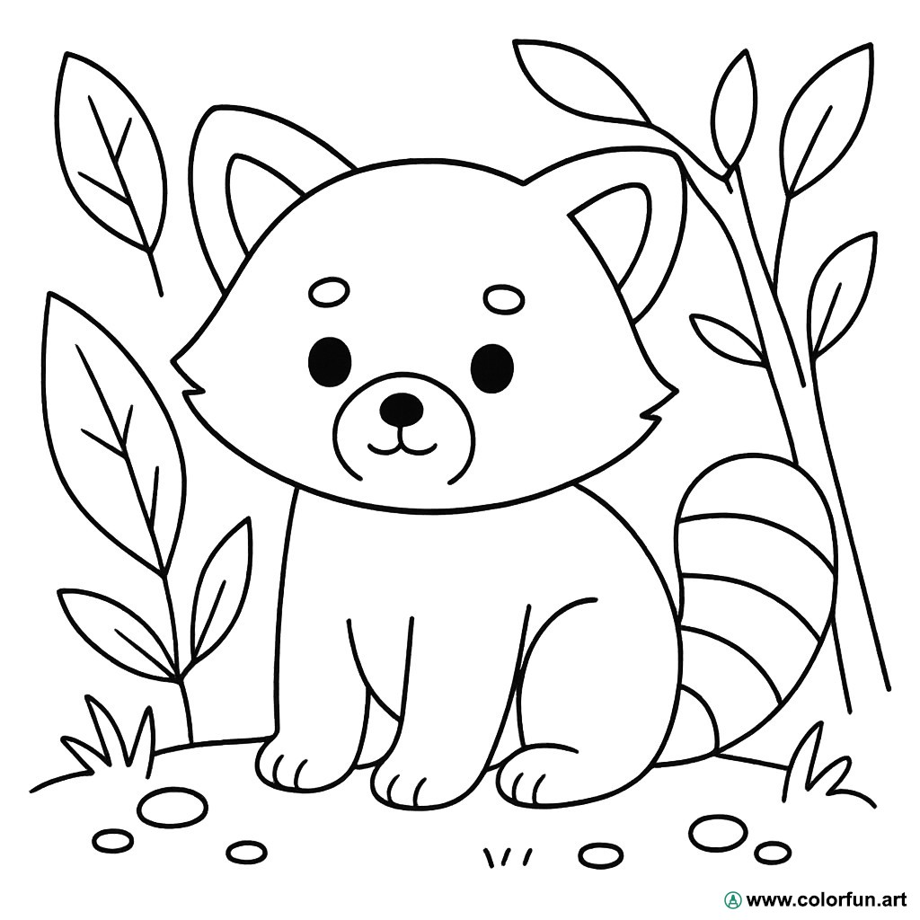 Disegno da colorare di un adorabile panda rosso Scarica o Stampa ...