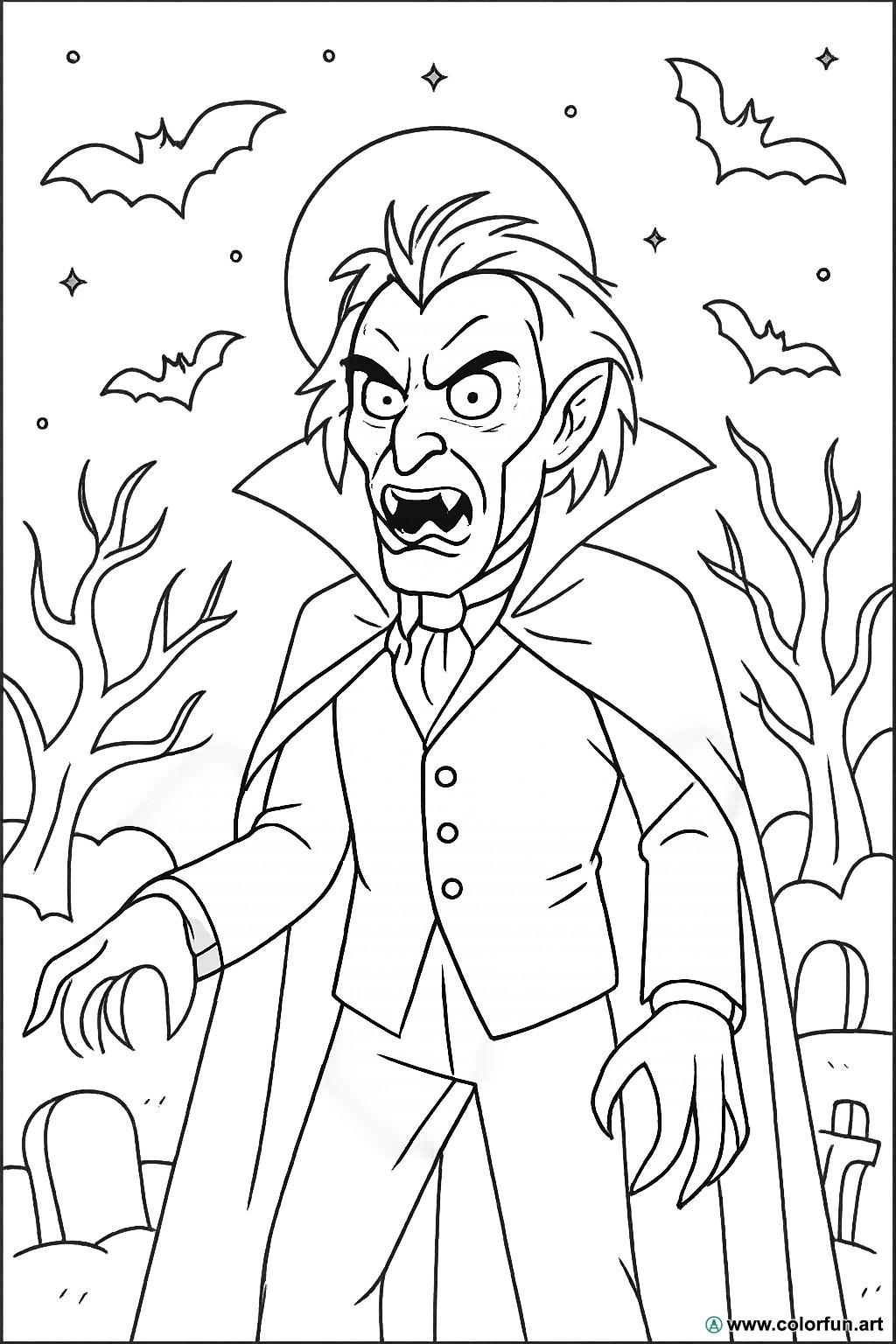 Disegno da colorare di un vampiro terrificante Scarica o Stampa ...