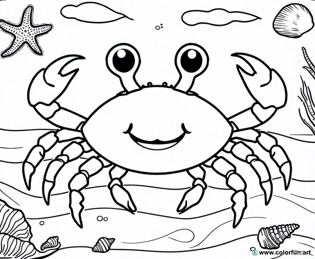 Disegno da colorare di granchio per la scuola materna Scarica o Stampa ...
