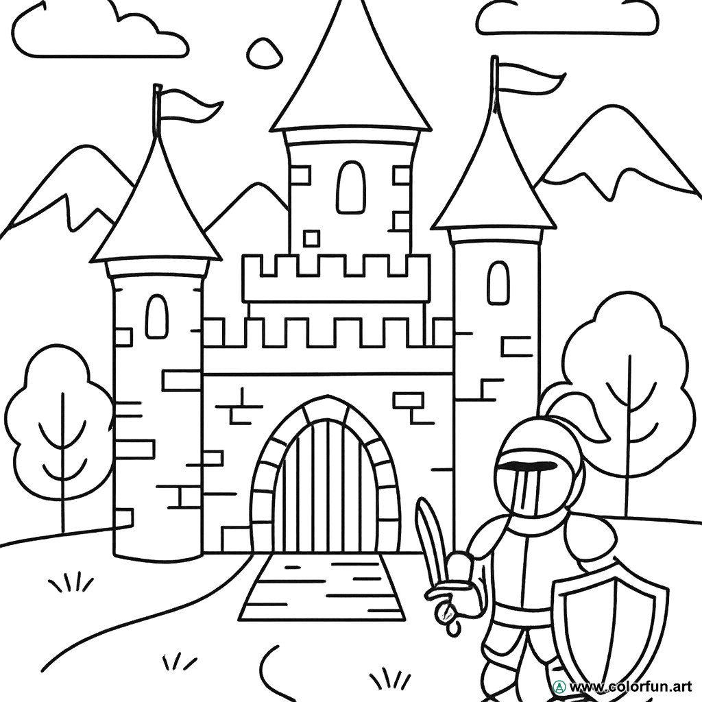 Disegno da colorare di castello per cavalieri Scarica o Stampa ...
