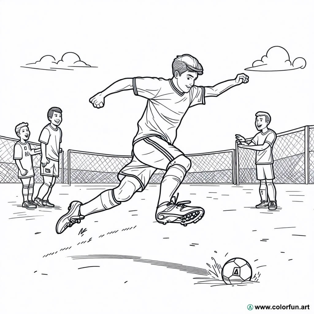 Disegno da colorare di un calciatore con amici Scarica o Stampa ...