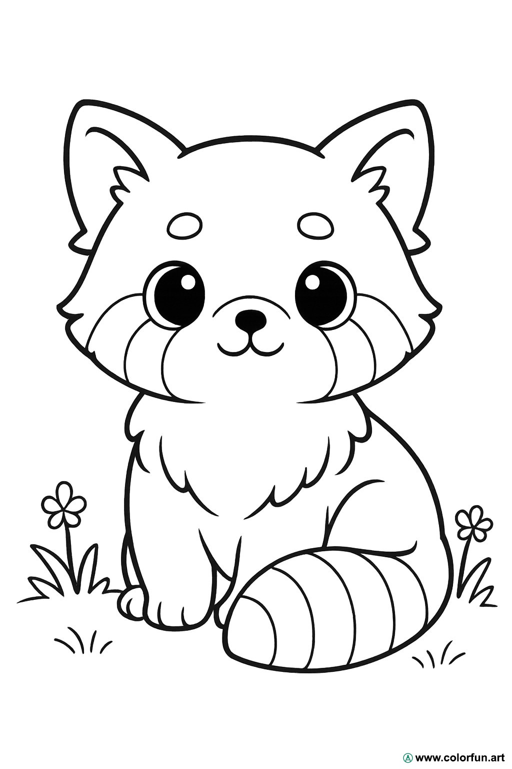 Disegno da colorare di un panda rosso kawaii Scarica o Stampa gratuitamente