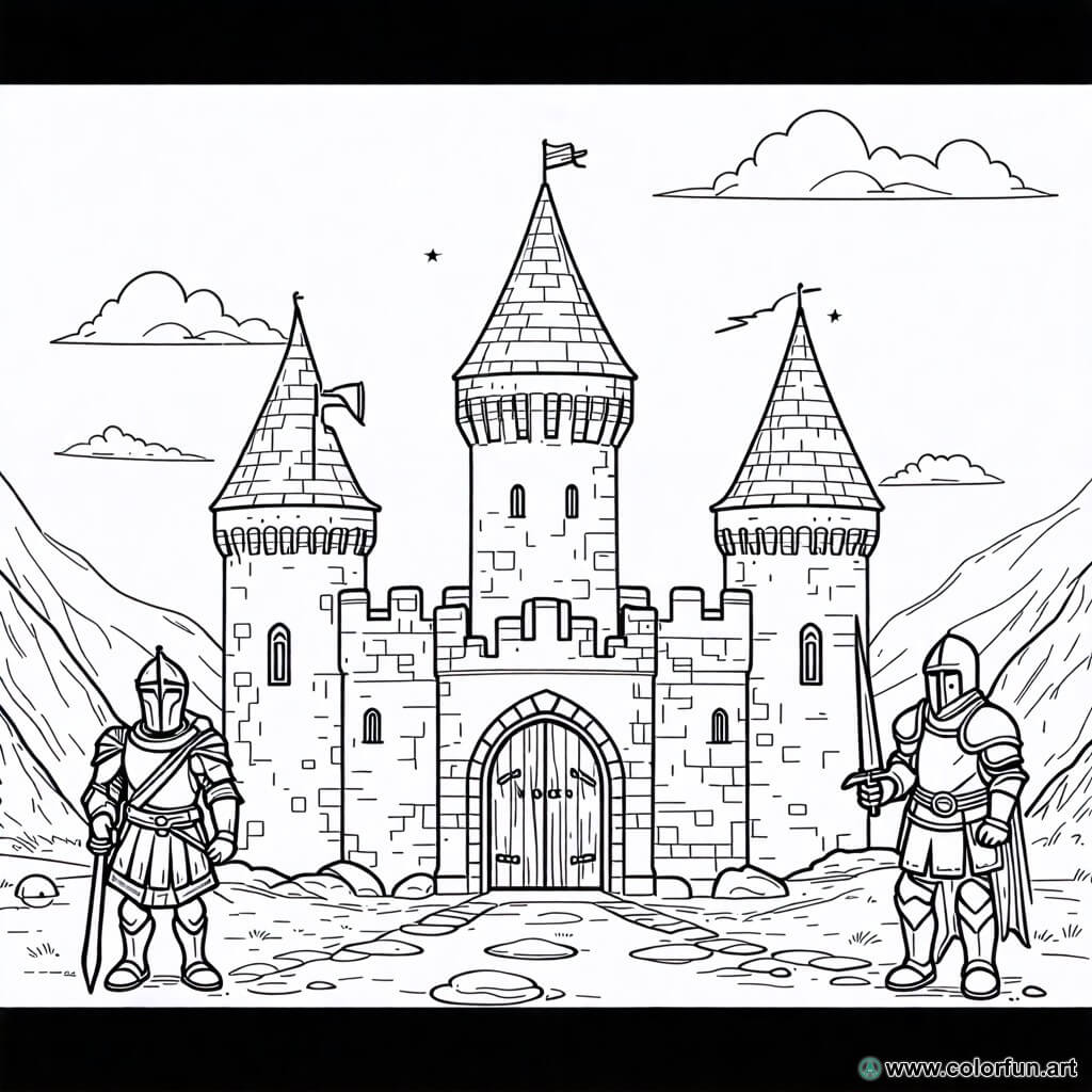Disegno da colorare di un castello del Medioevo Scarica o Stampa ...