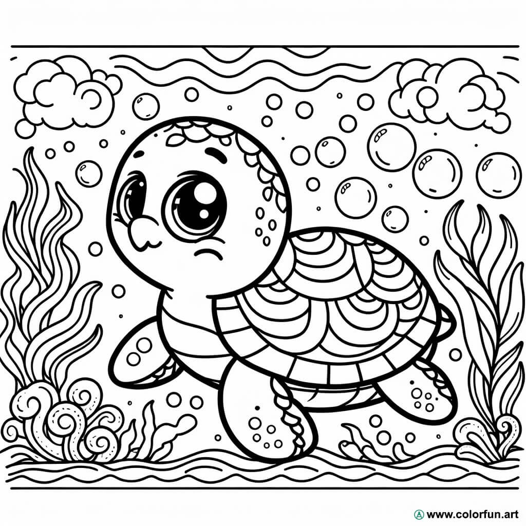 Disegno da colorare di una graziosa tartaruga marina Scarica o Stampa ...