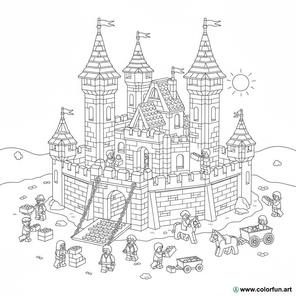 Disegno da colorare di castello Lego Scarica o Stampa gratuitamente