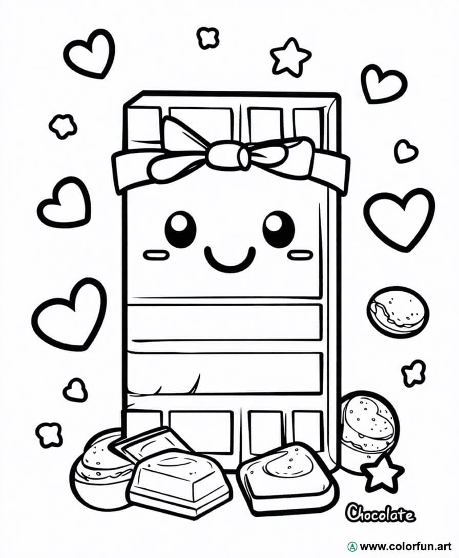 Disegno da colorare di cioccolato kawaii Scarica o Stampa gratuitamente