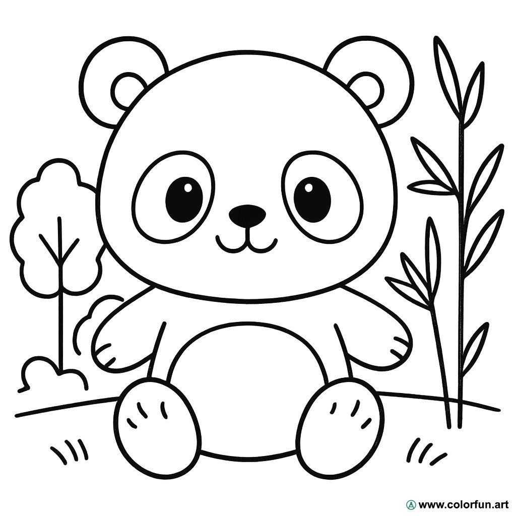 Disegno da colorare di panda kawaii Scarica o Stampa gratuitamente