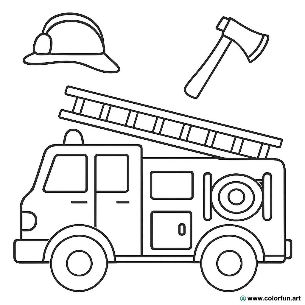 Disegno da colorare grande formato di un camion dei pompieri Scarica o ...