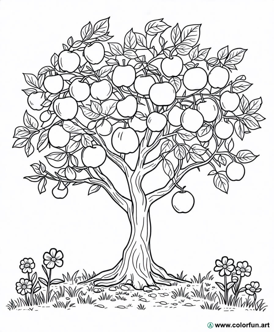 Disegno da colorare di un albero da frutto Scarica o Stampa gratuitamente
