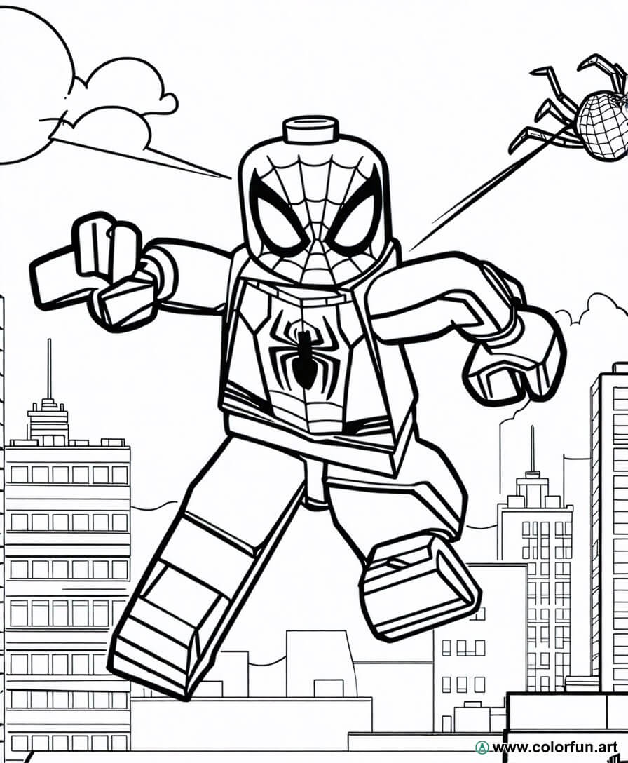 Disegno da colorare di Spiderman in Lego Scarica o Stampa gratuitamente