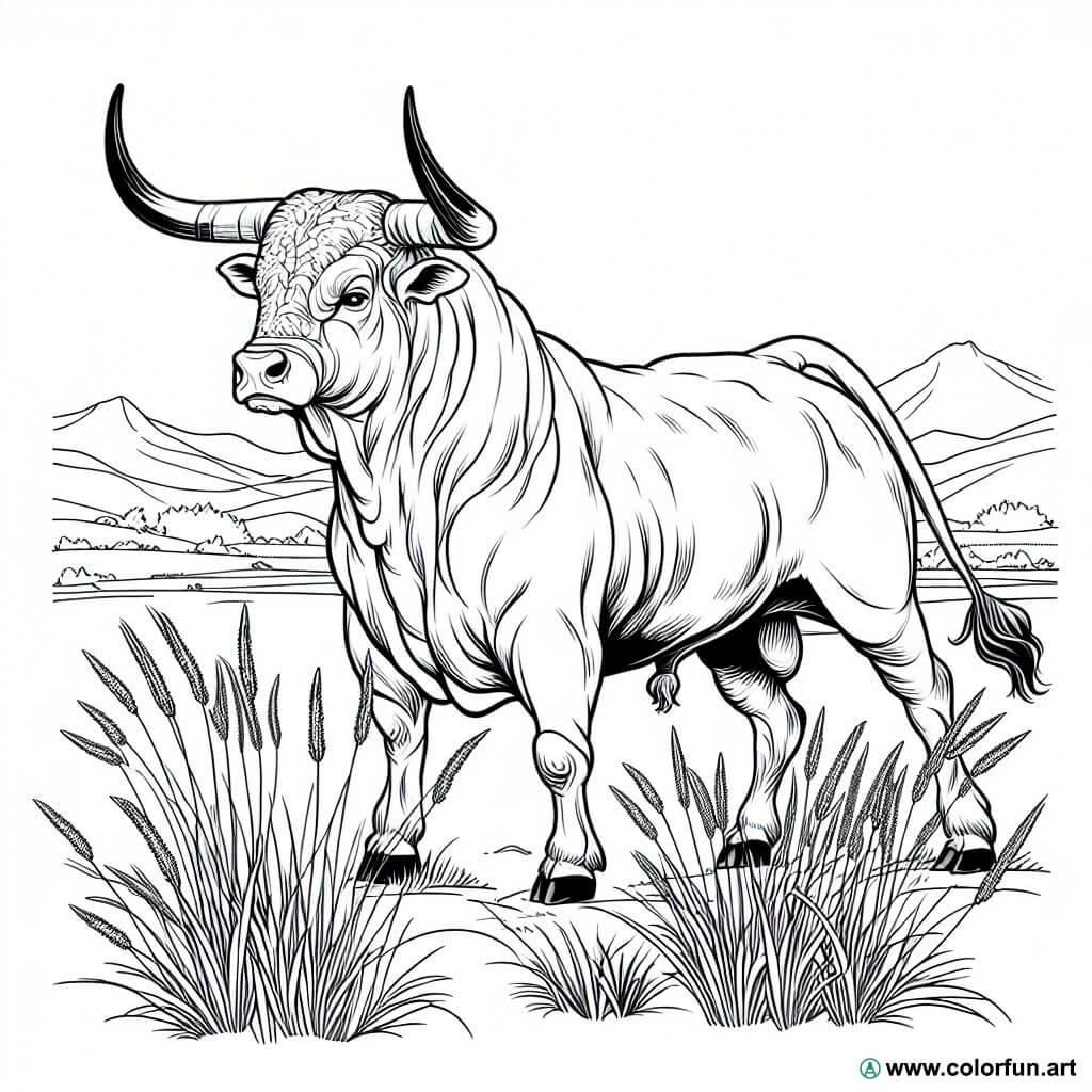 Disegno da colorare del toro di Camargue Scarica o Stampa gratuitamente