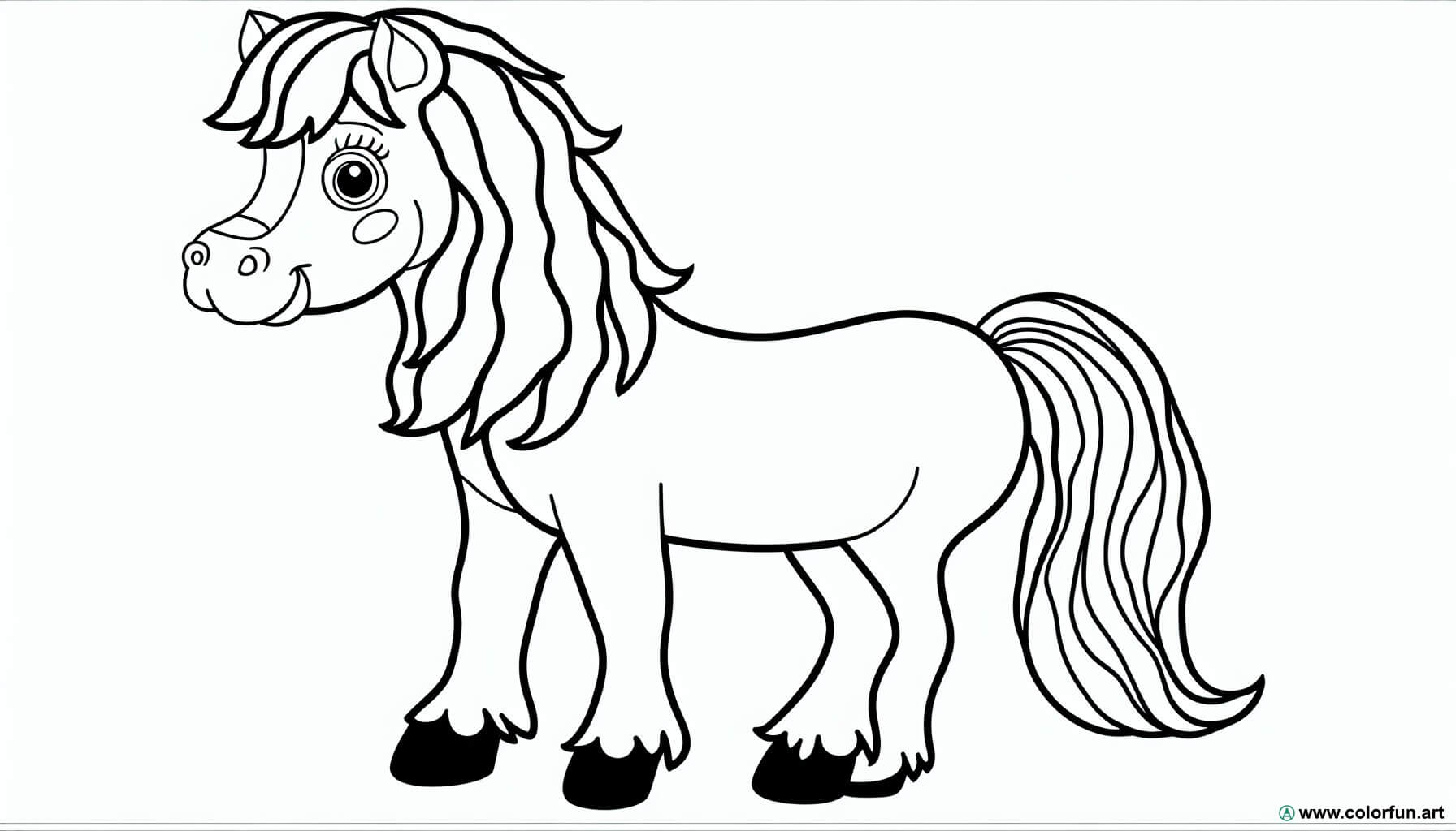 Disegno da colorare di cavallo facile per bambini Scarica o Stampa ...