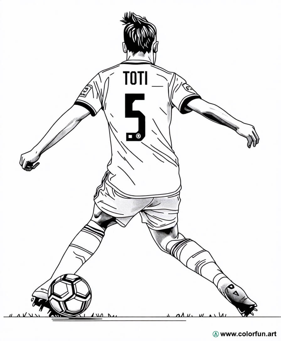 Disegno da colorare del calciatore Totti Scarica o Stampa gratuitamente