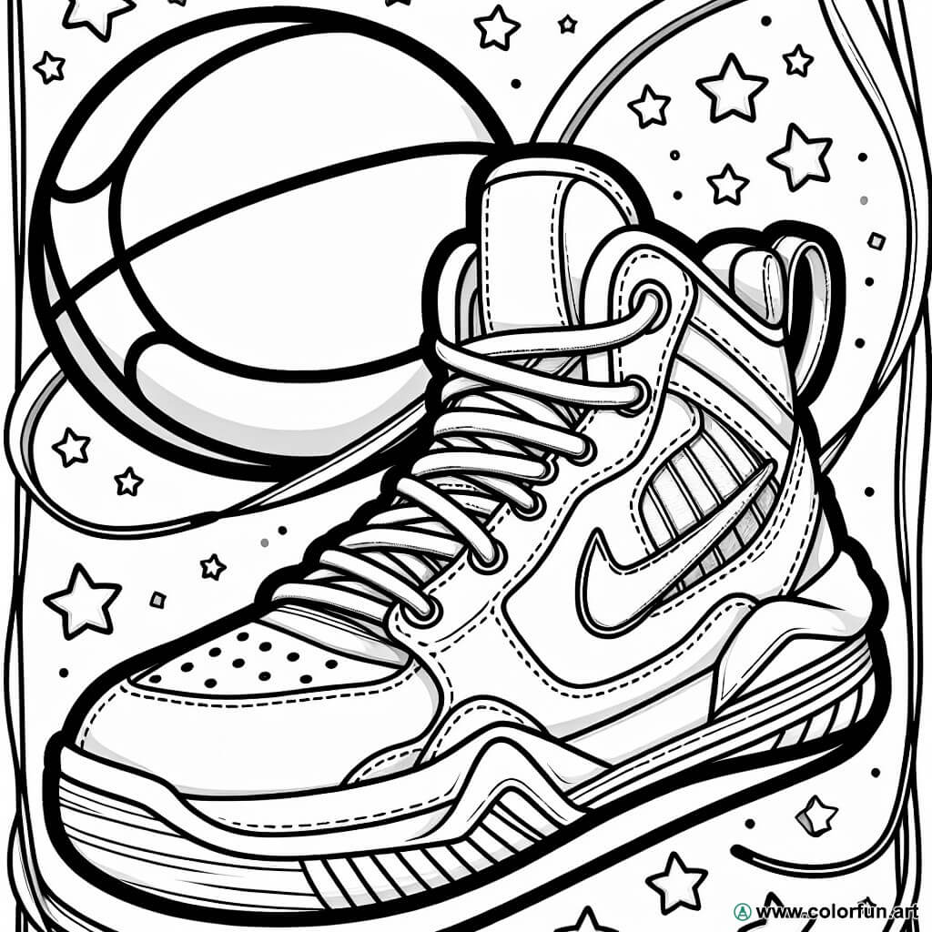 Disegno da colorare di una scarpa da basket Scarica o Stampa gratuitamente