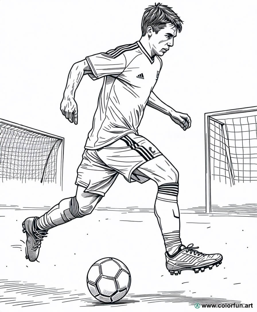 Disegno da colorare di un calciatore in azione Scarica o Stampa ...