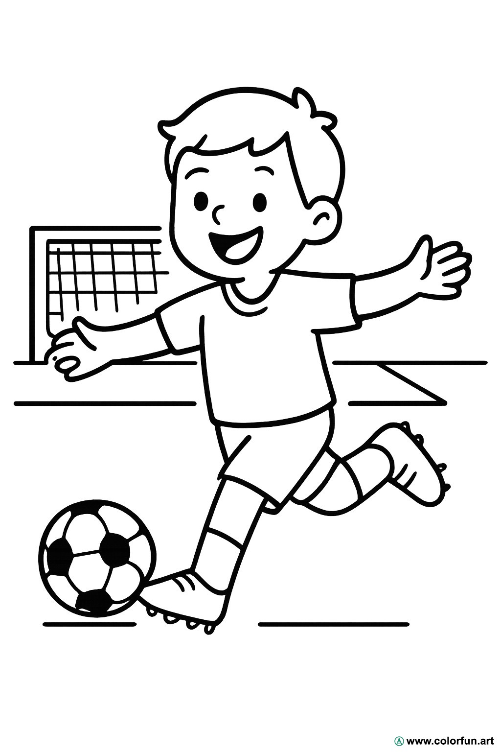 Disegno da colorare di un calciatore felice Scarica o Stampa gratuitamente