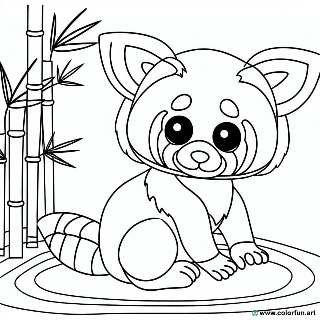 Disegno da colorare di un adorabile panda rosso Scarica o Stampa ...