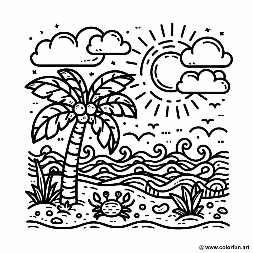 Disegno da colorare facile di una palma Scarica o Stampa gratuitamente