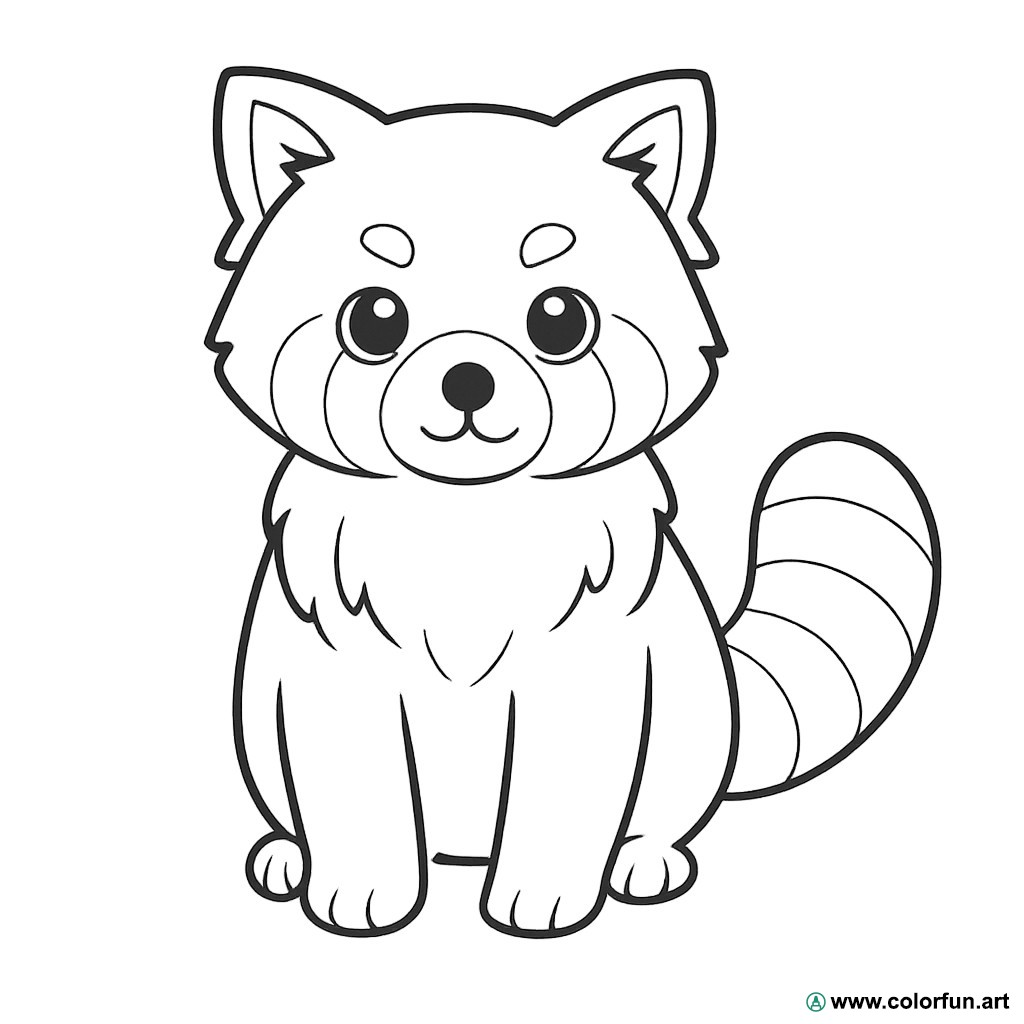 Disegno da colorare facile di un panda rosso Scarica o Stampa gratuitamente