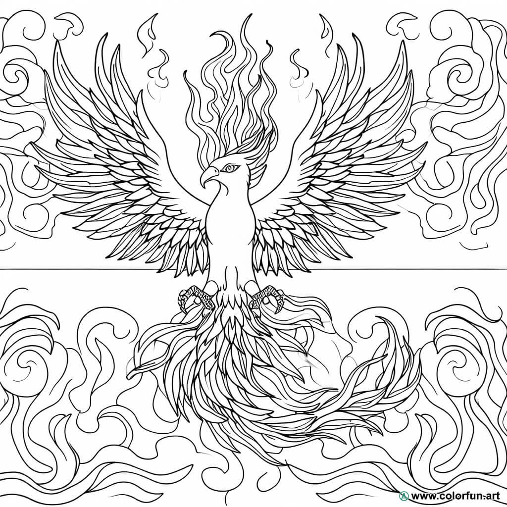 Disegno da colorare di un fenice mitologico Scarica o Stampa gratuitamente
