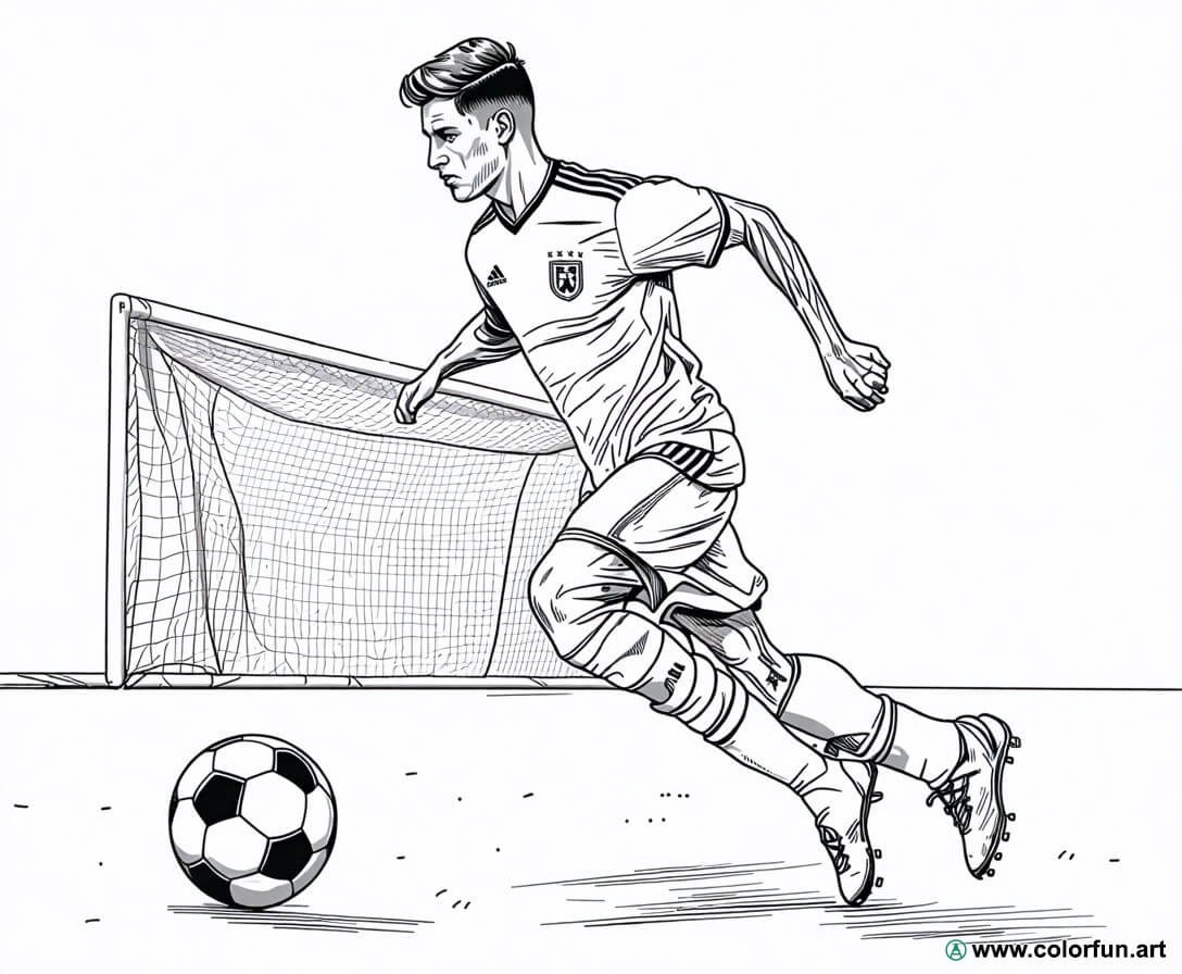 Disegno da colorare di un calciatore in movimento Scarica o Stampa ...