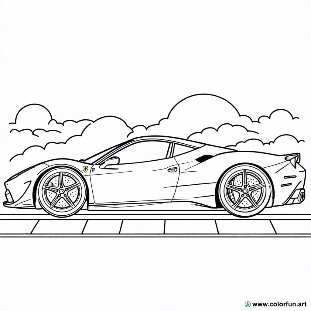 Disegno da colorare di Ferrari sportiva per bambini Scarica o Stampa ...