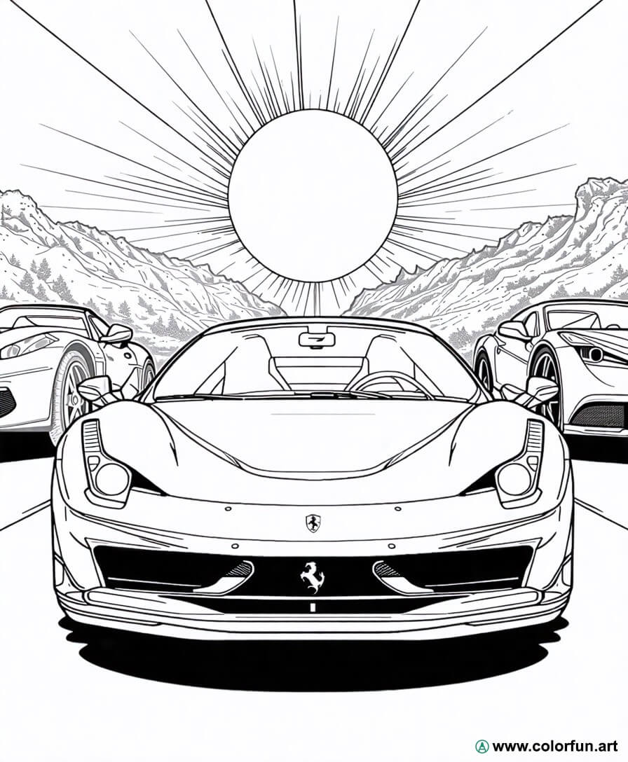 Disegno da colorare di Ferrari e di altre auto Scarica o Stampa ...
