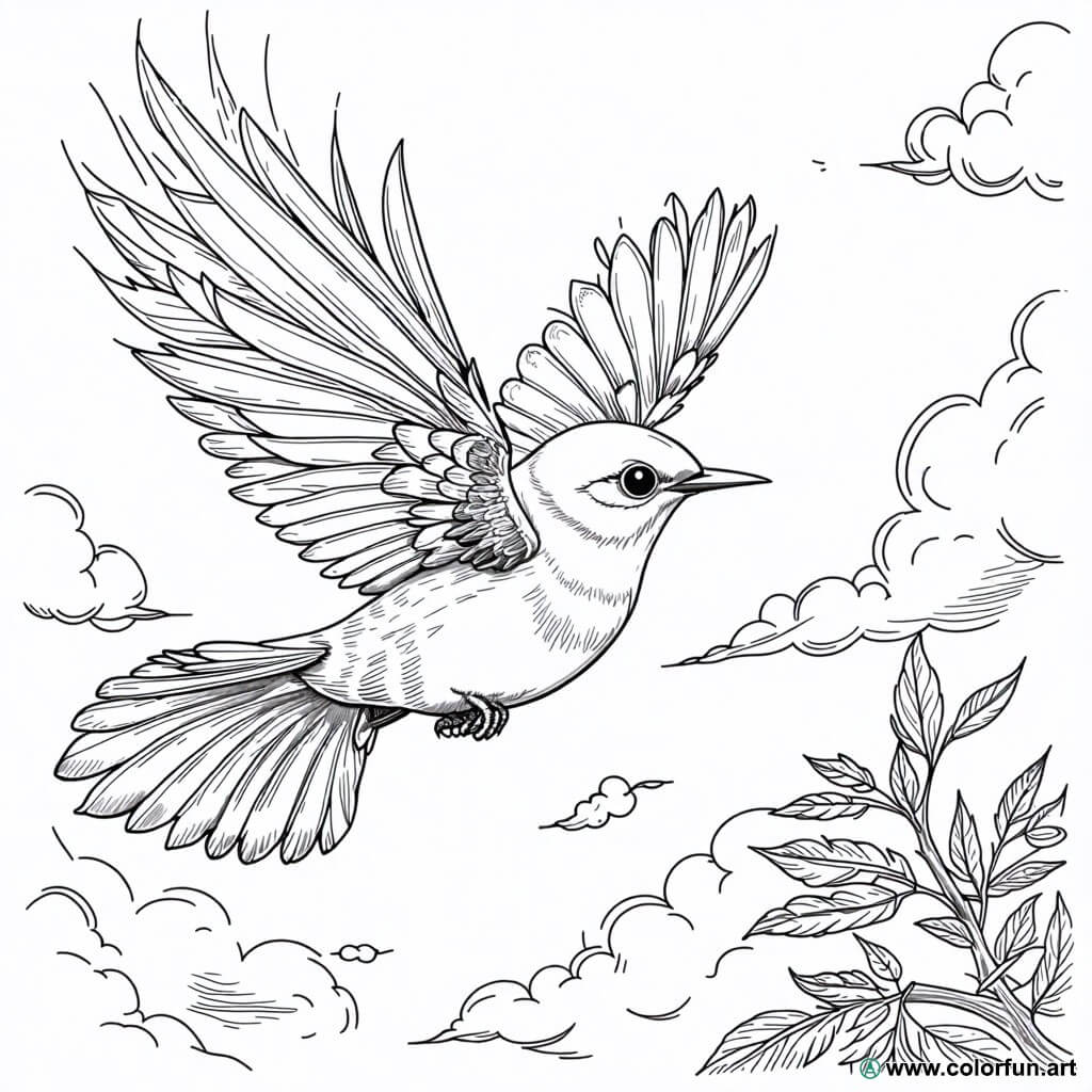 Disegno da colorare di un uccello che vola Scarica o Stampa gratuitamente