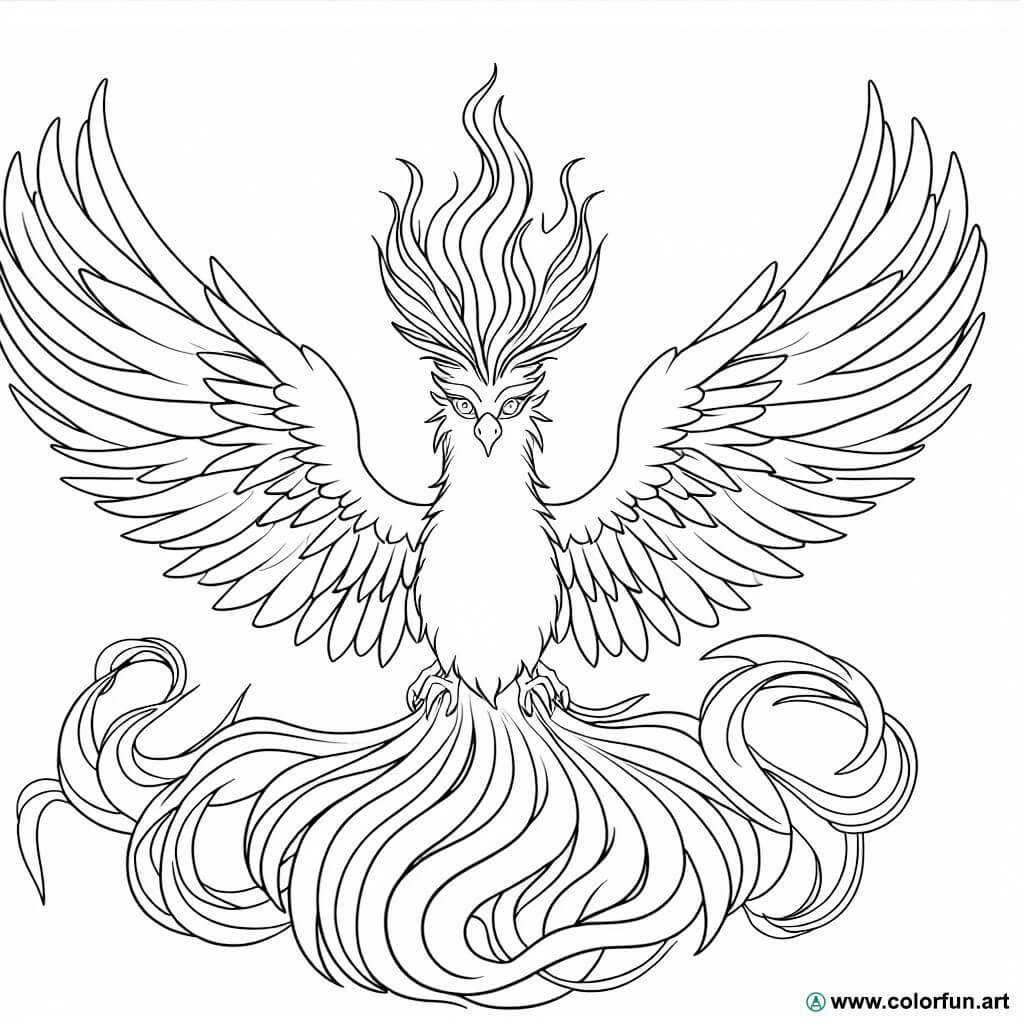 Disegno da colorare di un fenice fantastico Scarica o Stampa gratuitamente