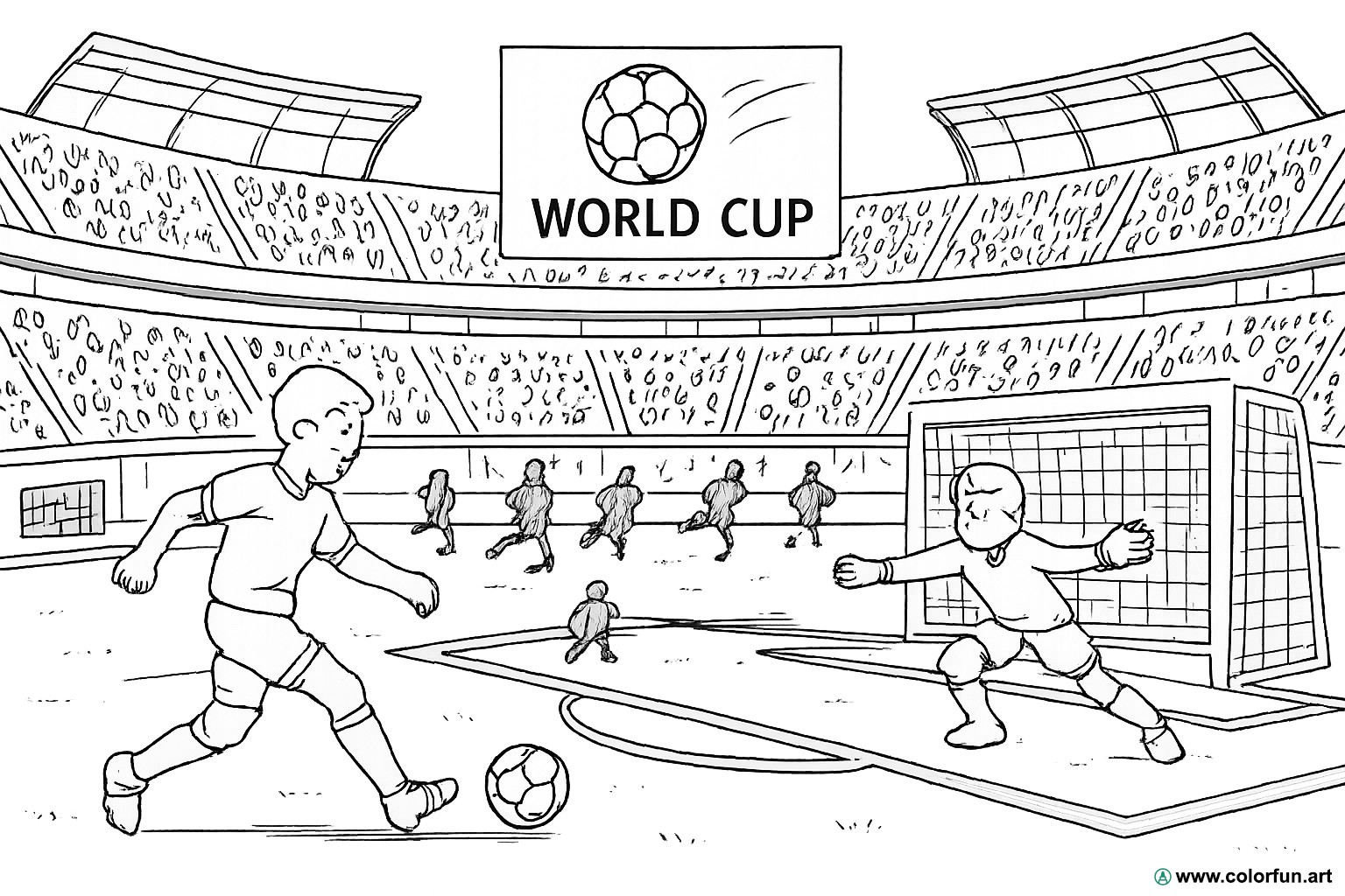 Disegno da colorare dello stadio della Coppa del Mondo di calcio ...