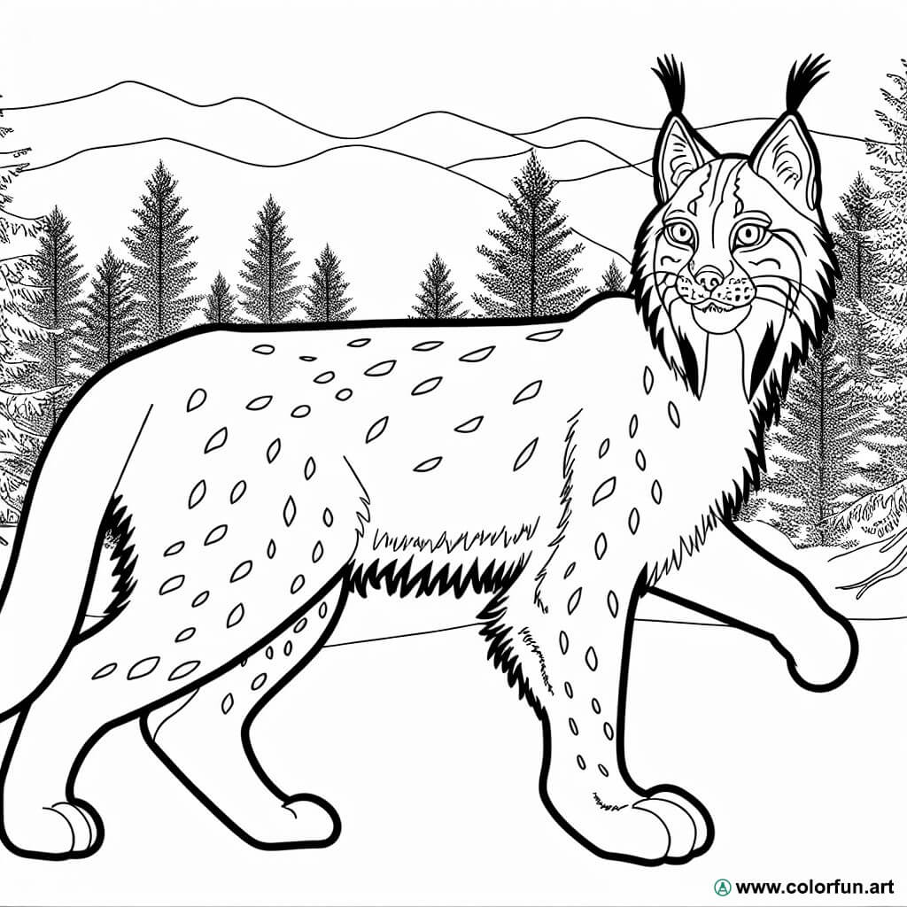 Disegno da colorare di una lince selvatica Scarica o Stampa gratuitamente