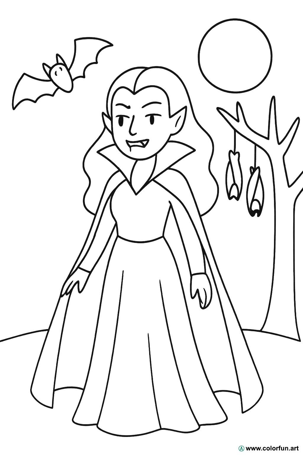 Disegno da colorare di una vampira donna Scarica o Stampa gratuitamente