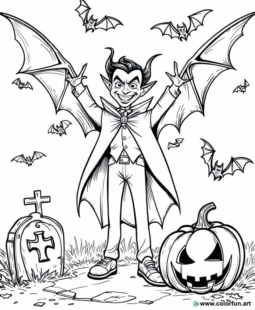 Disegno da colorare di Halloween : vampiro da colorare Scarica o Stampa ...
