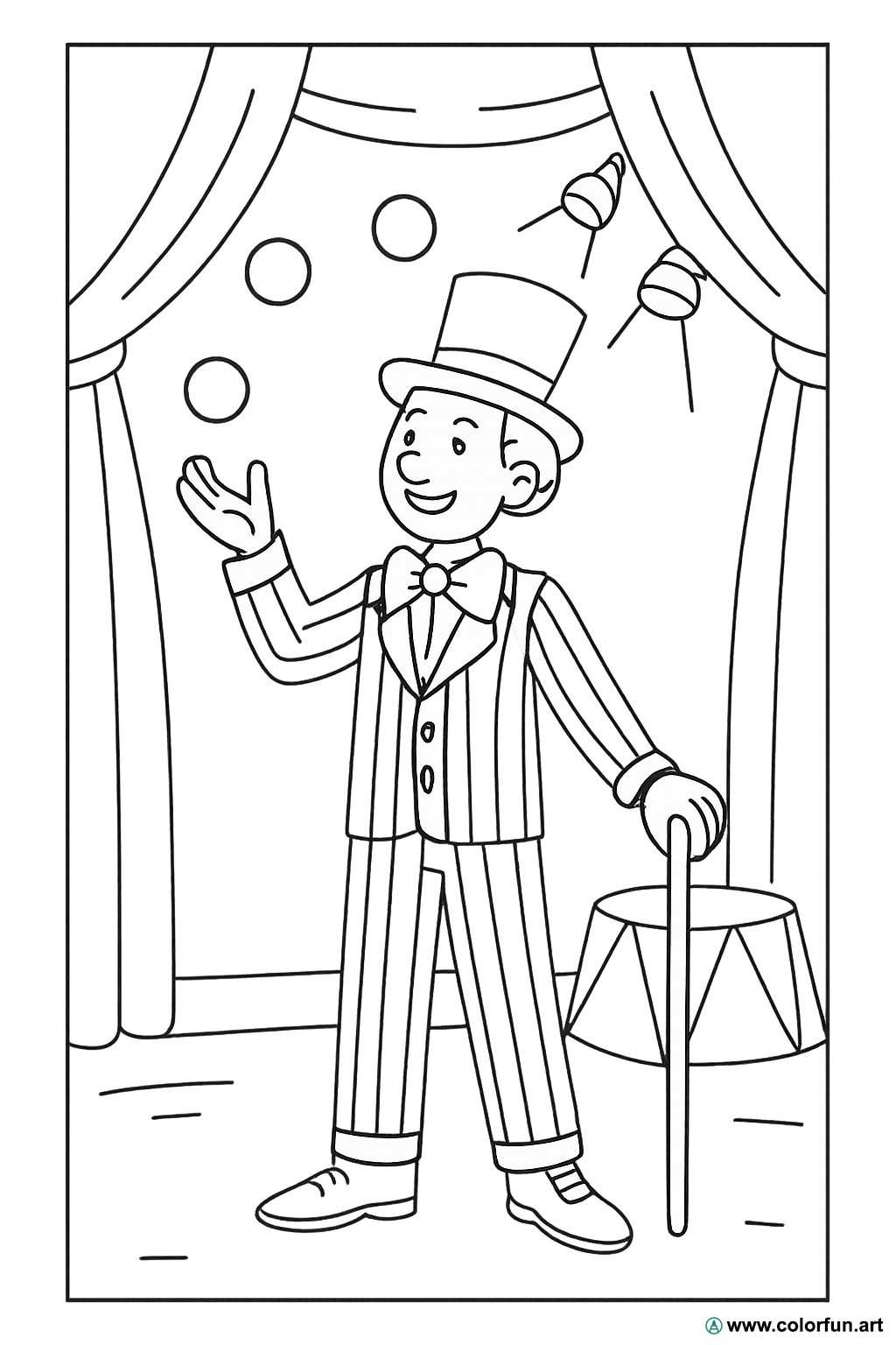 Disegno da colorare di un giocoliere al circo Scarica o Stampa ...