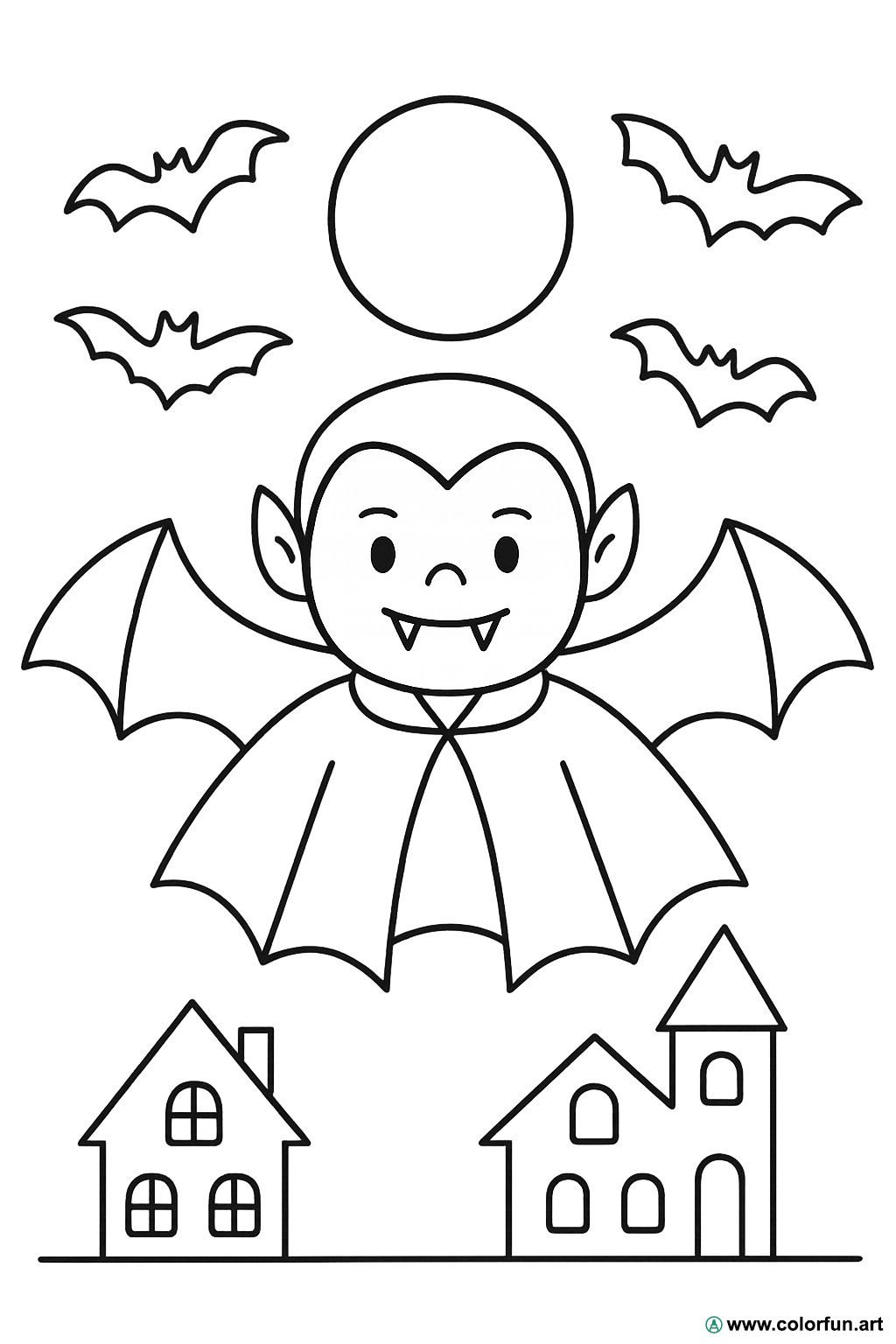 Disegno da colorare di un vampiro per bambini Scarica o Stampa ...
