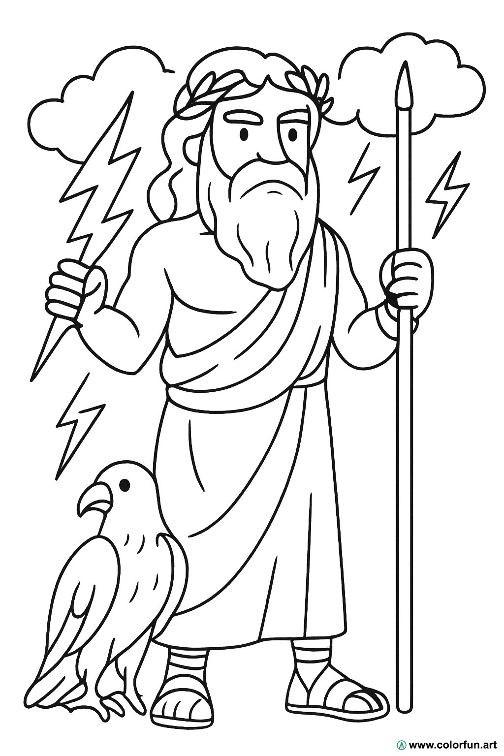 Disegno da colorare del dio della mitologia greca Scarica o Stampa ...
