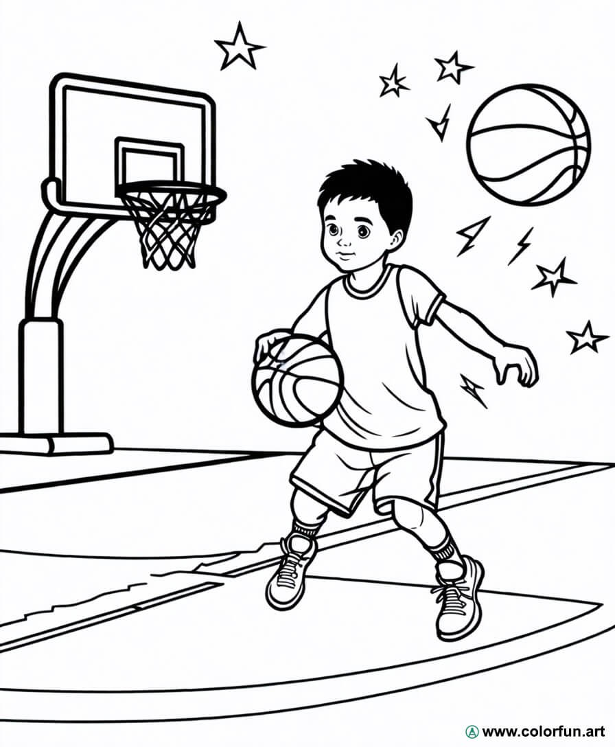 Disegno da colorare di basket per bambini Scarica o Stampa gratuitamente