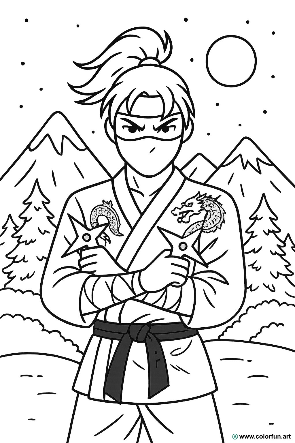 Disegno da colorare di ninja manga Scarica o Stampa gratuitamente