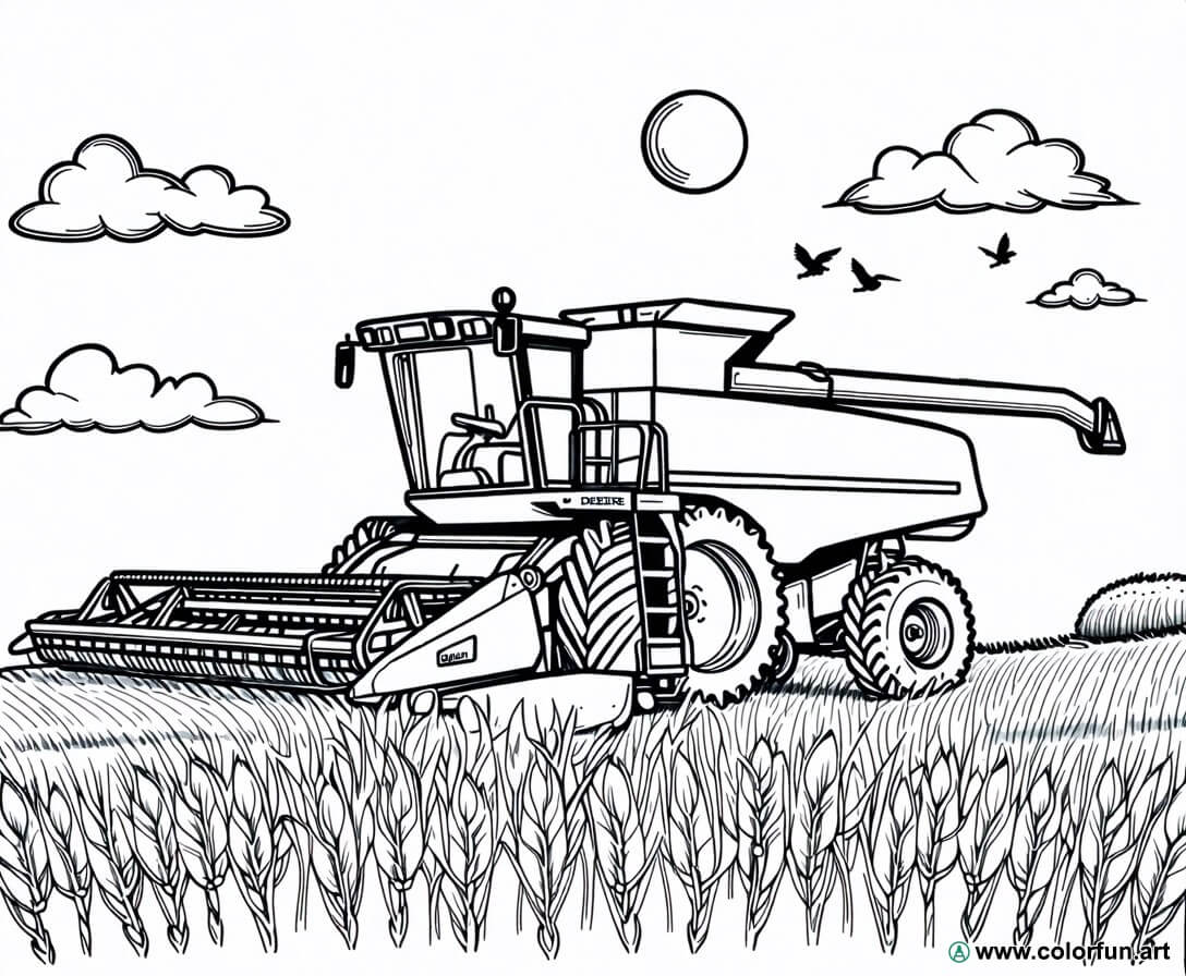 Disegno da colorare della mietitrebbia John Deere Scarica o Stampa ...