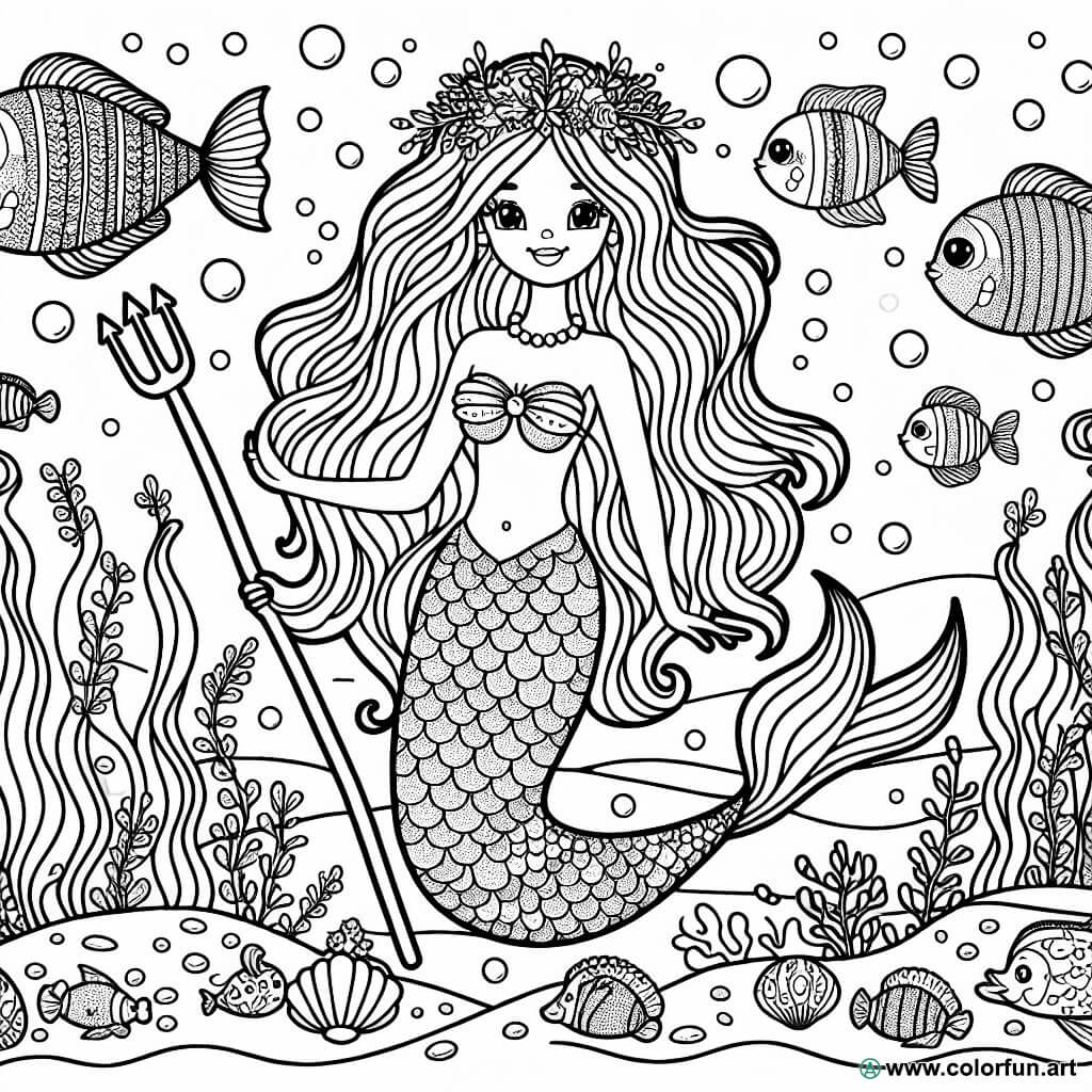 Disegno da colorare della sirena Ariel Scarica o Stampa gratuitamente