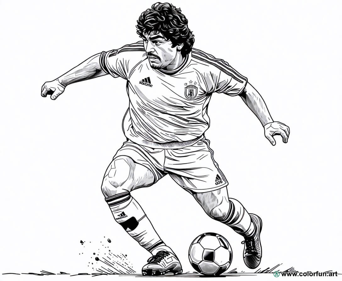 Disegno da colorare del calciatore Maradona Scarica o Stampa gratuitamente