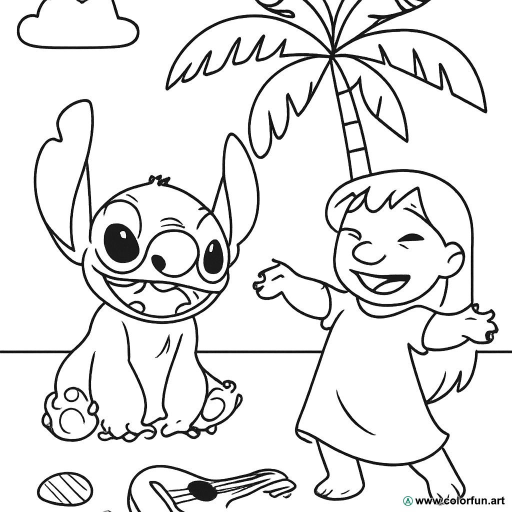 Disegno da colorare di Lilo e Stitch: Disegno da Stampare Scarica o ...