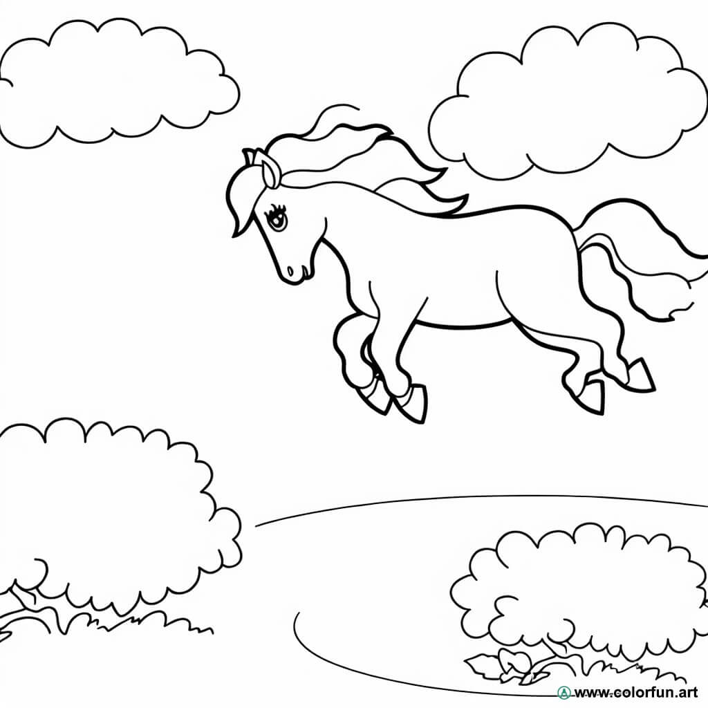Disegno da colorare di un cavallo che salta Scarica o Stampa gratuitamente