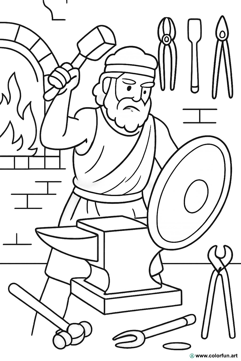 Disegno da colorare di Dio greco Efesto Scarica o Stampa gratuitamente