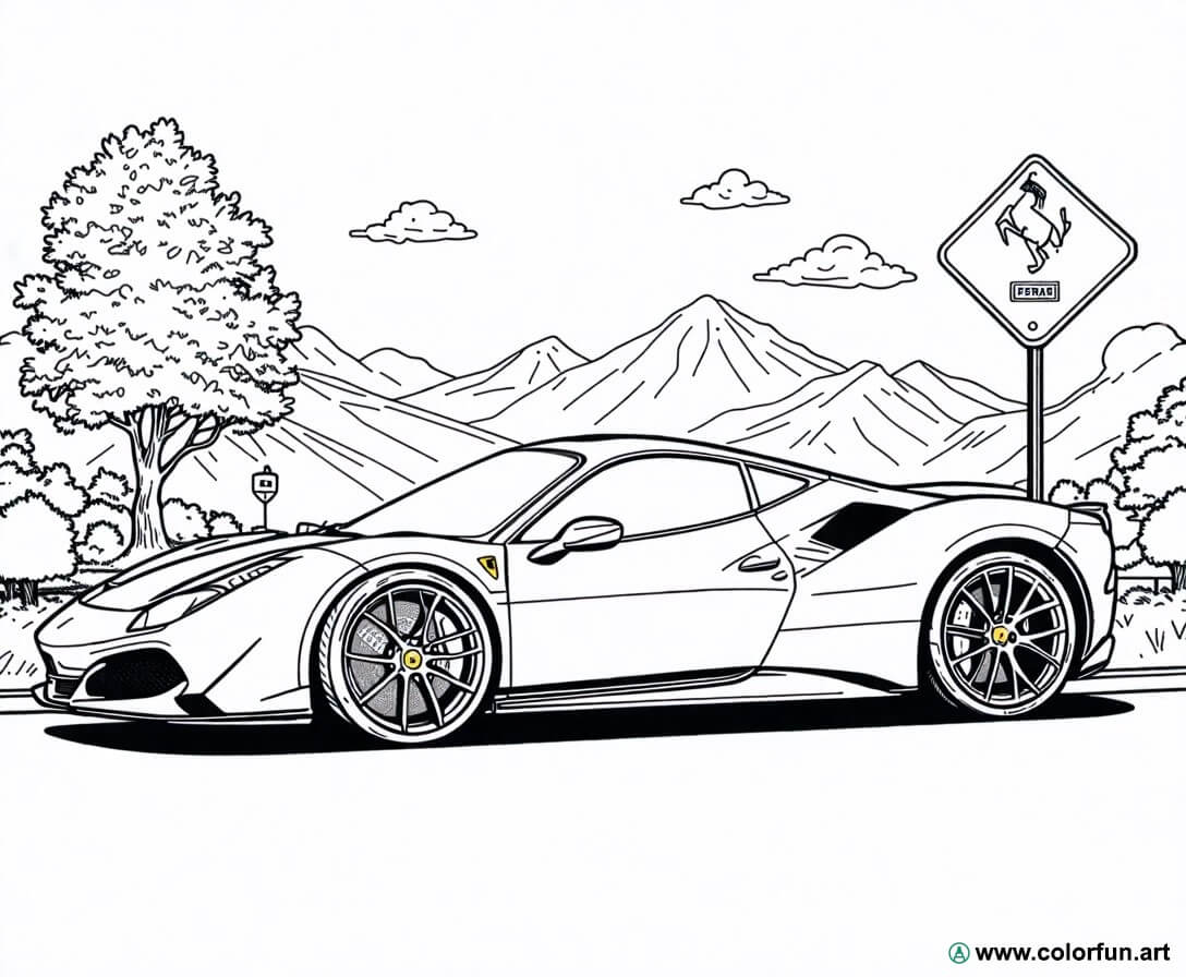 Disegno da colorare della Ferrari 488 Pista Scarica o Stampa gratuitamente