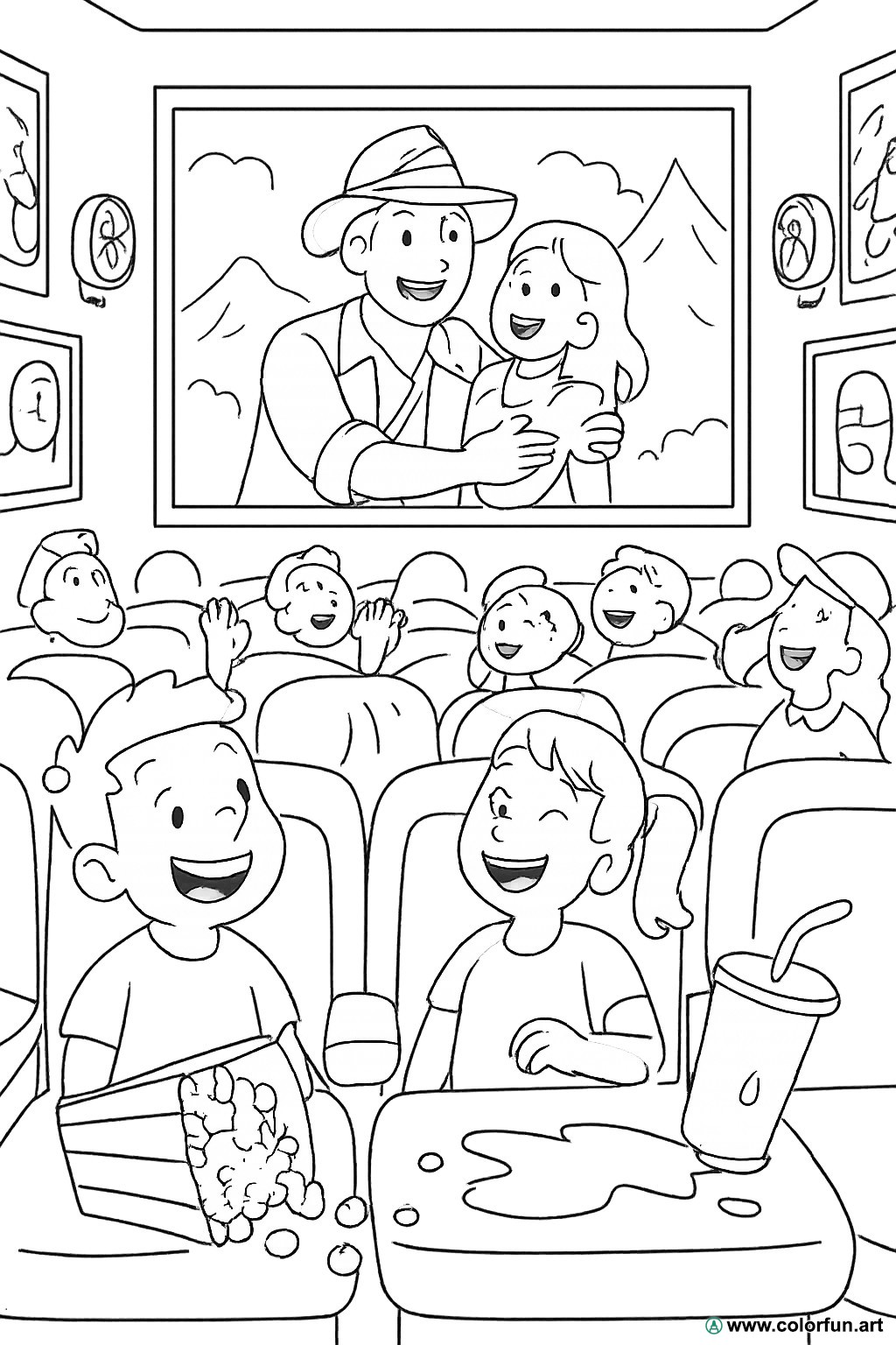 Disegno da colorare sul tema del cinema Scarica o Stampa gratuitamente