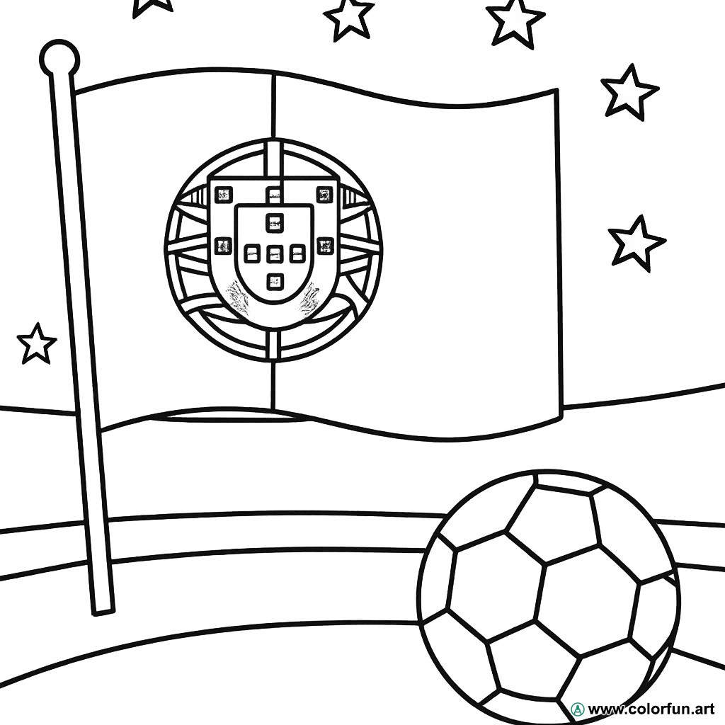 Disegno da colorare della bandiera del Portogallo per i fan di calcio ...