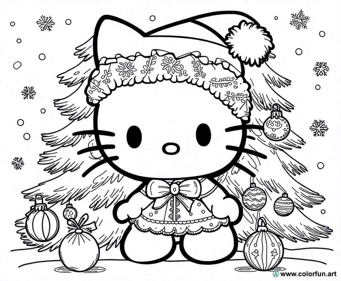 Disegno da colorare di Hello Kitty per Natale Scarica o Stampa ...